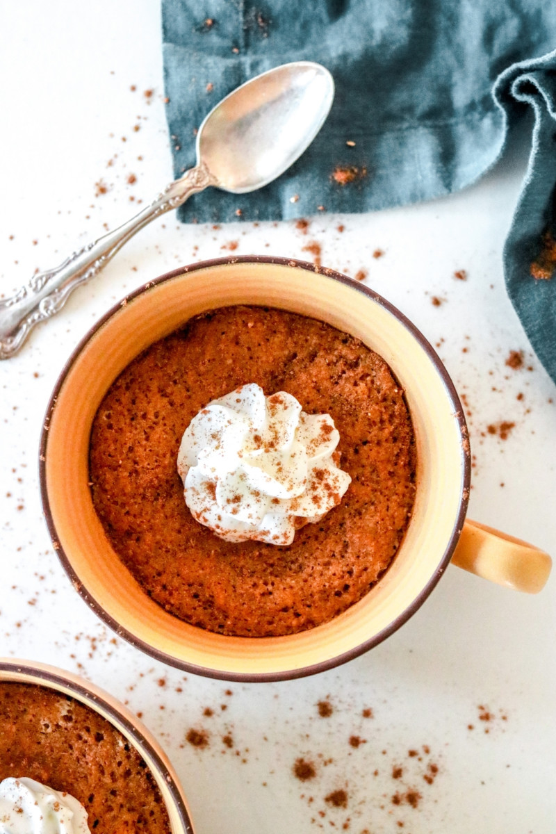 1-Min Moist & Fluffy Microwave Pumpkin Mug Cake - The Toasted Pine Nut