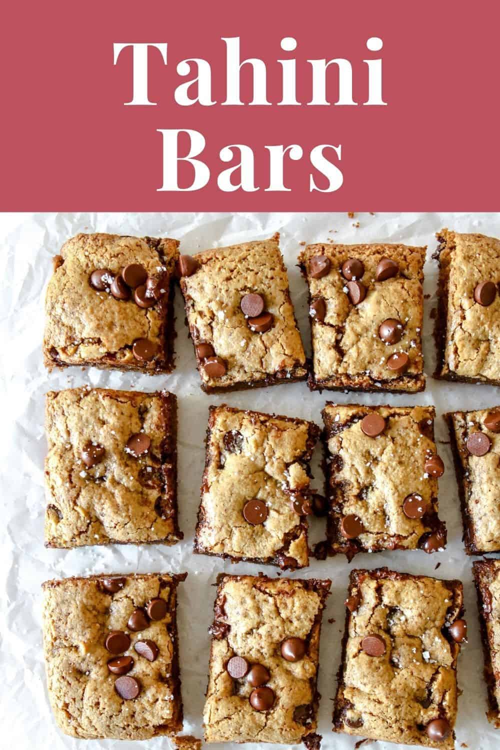 Chocolate Chip Tahini Bars - The Toasted Pine Nut