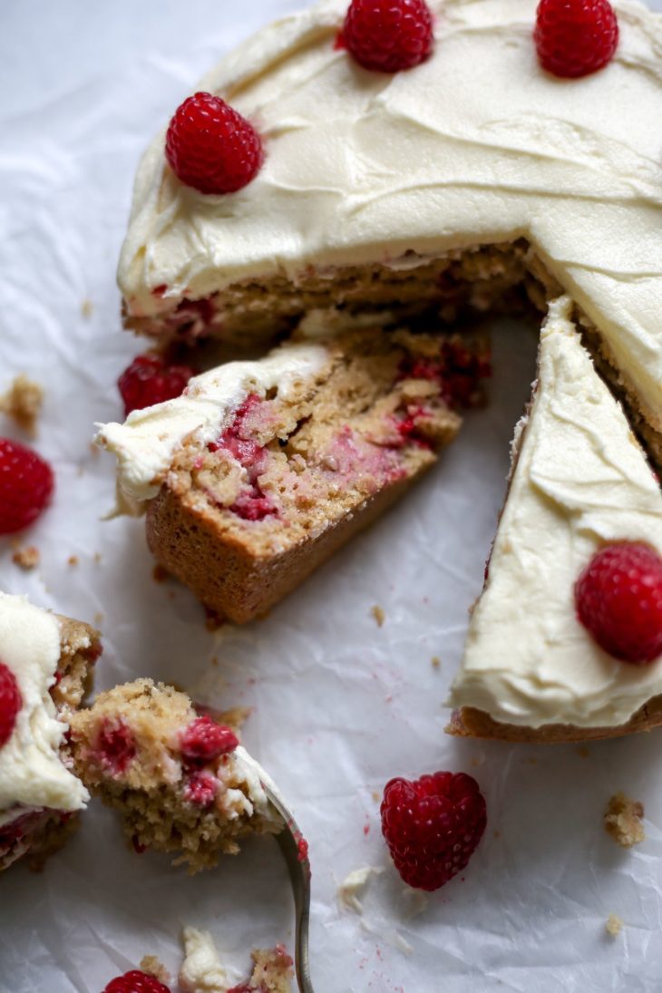 Light & Moist Summer Raspberry Cake with Oat Flour - The Toasted Pine Nut